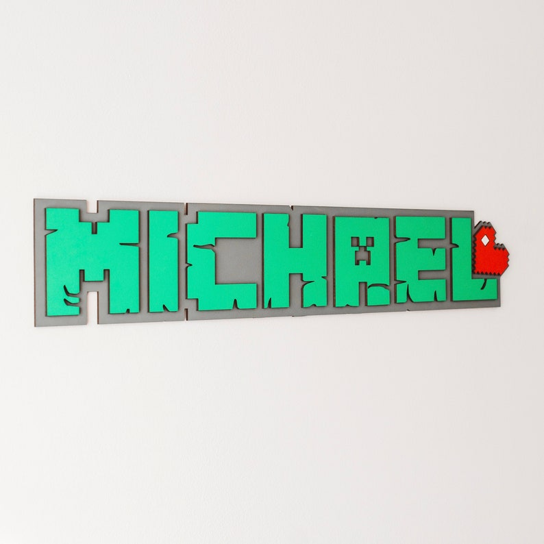Personalized Wooden Letters in Minecraft Style, Wall Name Sign ...