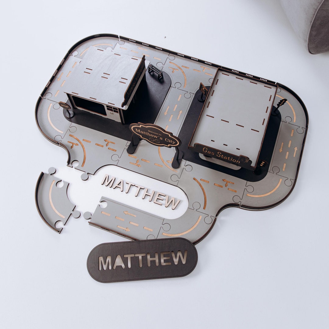 Custom Wooden Car Track for Kids, Road Puzzle, Personalized Baby Boy ...