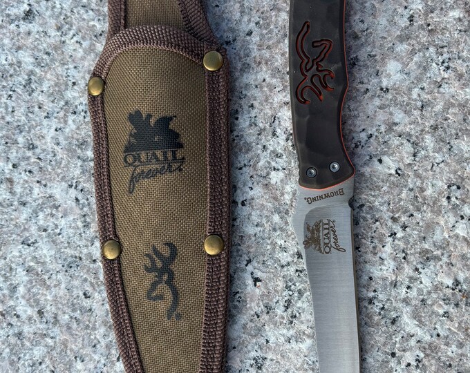 Browning “quail Forever” Model 0442 Vintage Fixed Blade Knife and Nylon ...