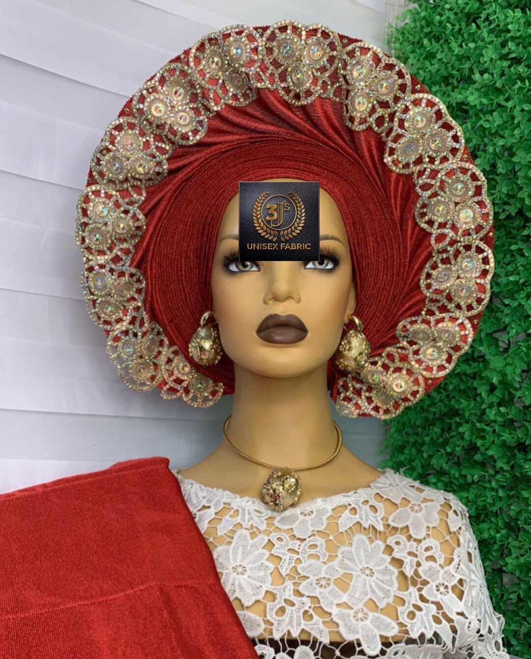 Ajoke Applique Embellished Aso Oke Auto Gele, Ipele and Fila , African ...