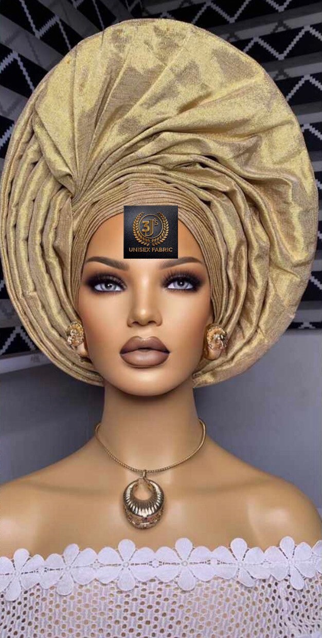 Aso Oke Auto Gele, Ipele and Fila Ready to Wear Gele, African Red ...