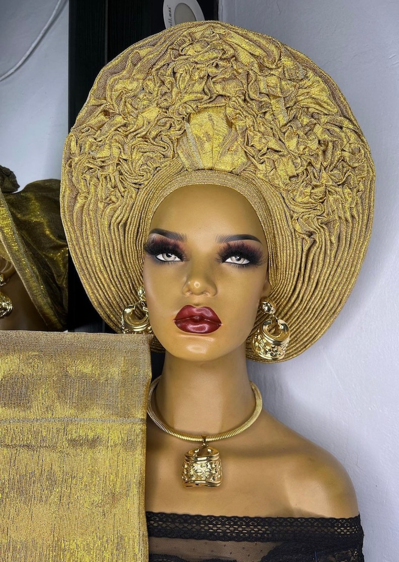 Luxury Aso Oke Auto Gele Ipele and Fila Ready to Wear Gele - Etsy