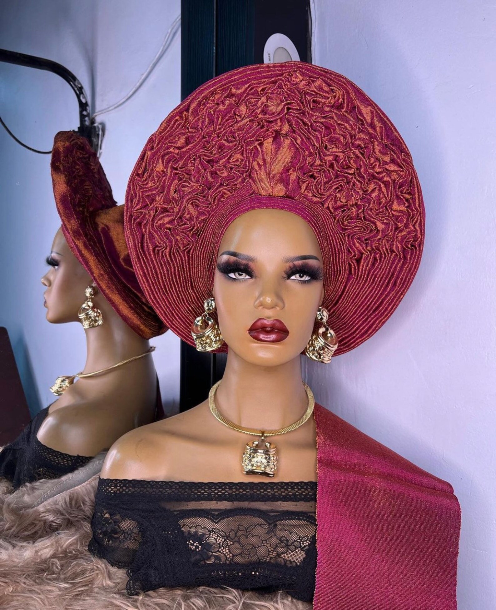 Luxury Aso Oke Auto Gele Ipele and Fila Ready to Wear Gele - Etsy