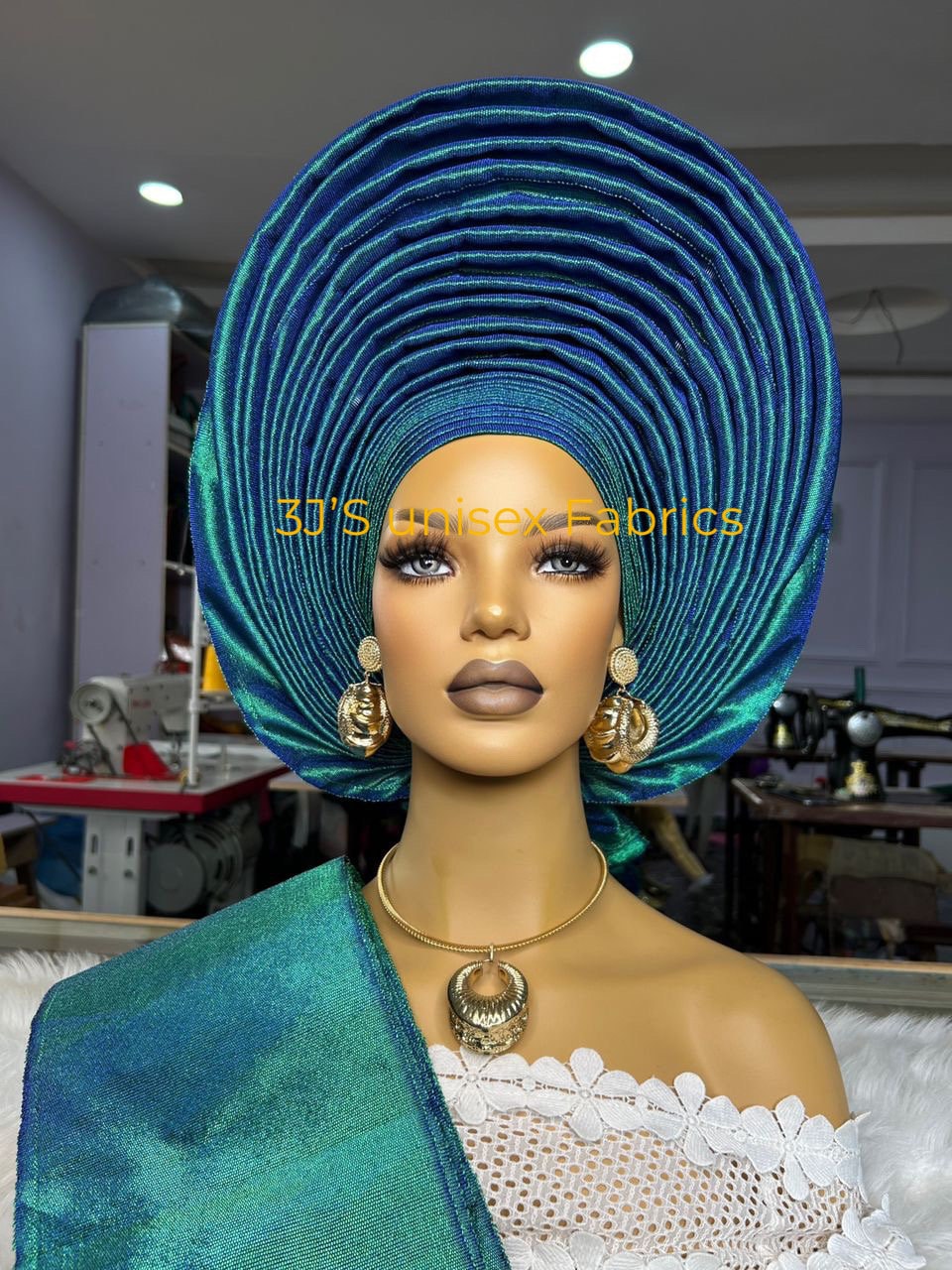 Aso Oke Auto Gele and Shoulder, Autogele, Gele Ready to Wear, Pre Tied ...