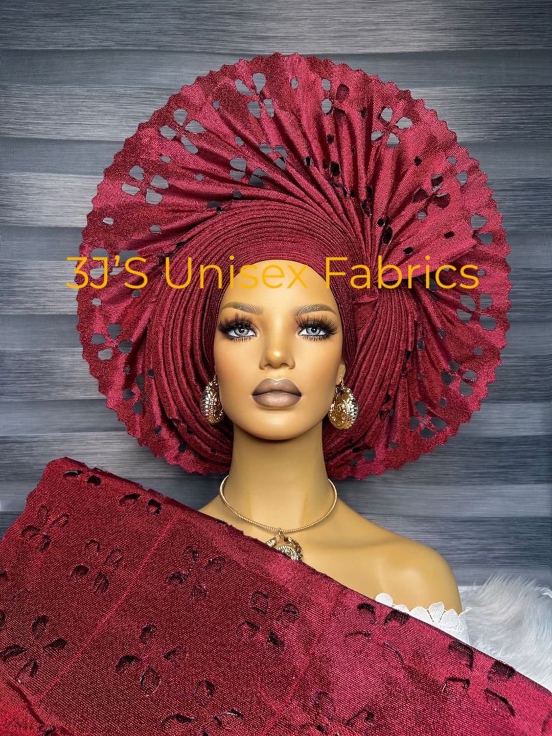Africa Party, Gold Nigeria Aso Ebi , Aso-oke Fabric,gele,headwrap,ready ...