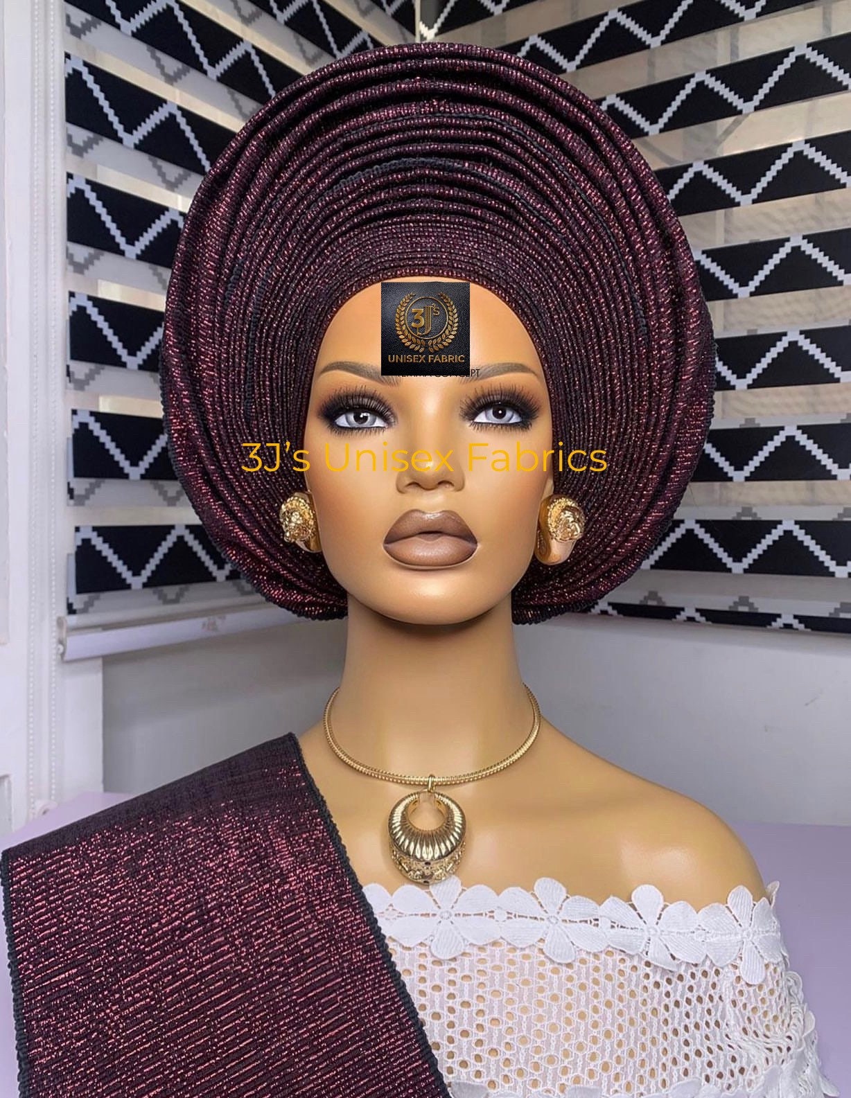 Aso Oke Auto Gele and Shoulder, Auto Gele Ready to Wear, Autogele, Aso ...