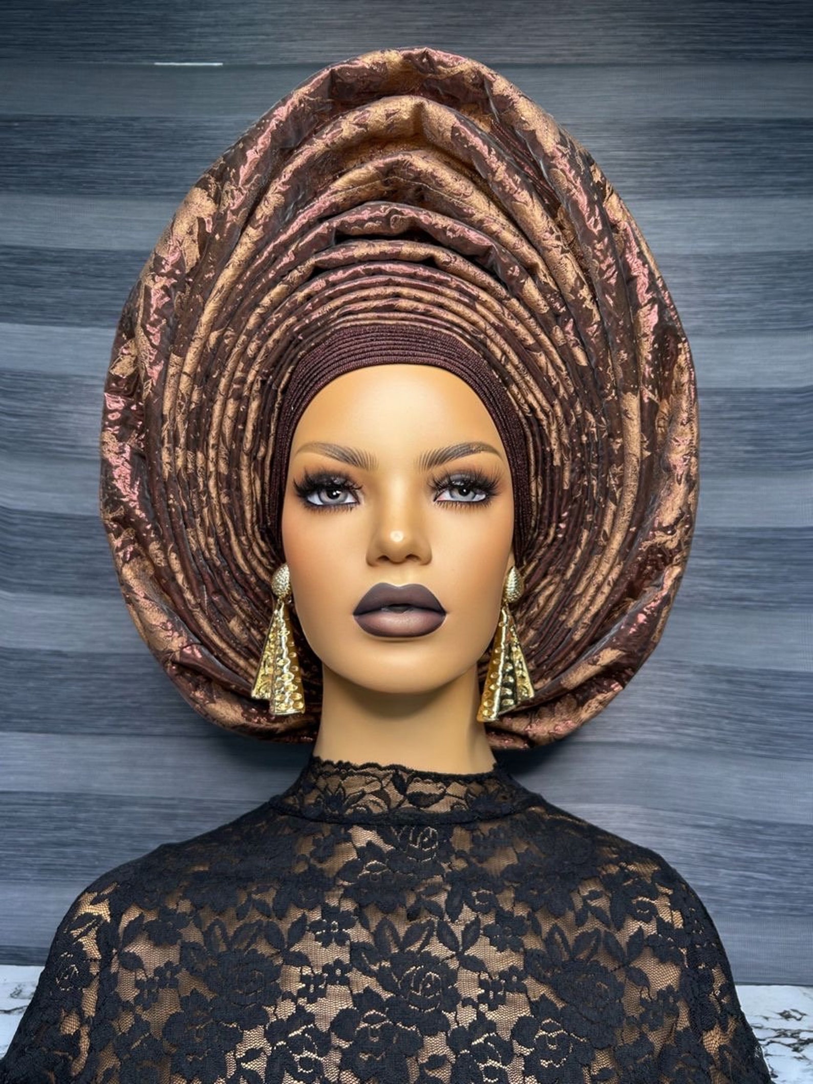 Brocade Auto Gele and Ipele Ready to Wear Gele, African , Headwrap ...