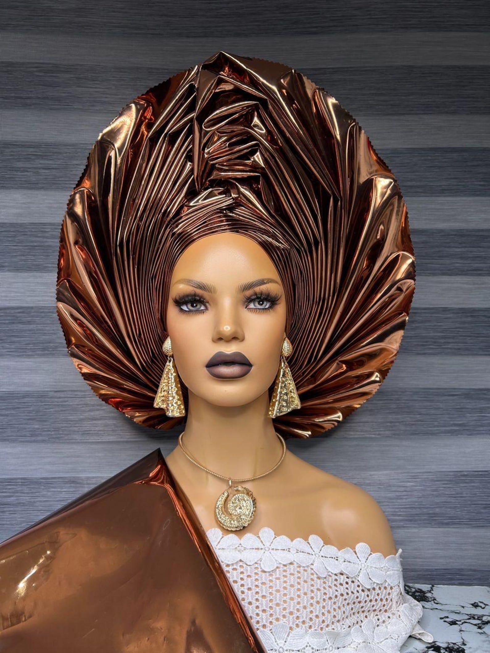 Foil Auto Gele and Ipele Ready to Wear Gele, African , Headwrap, Ready ...