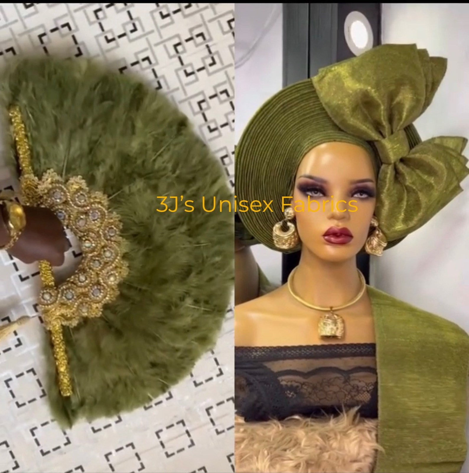 Embellished Aso Oke Auto Gele, Ipele and Fila Ready to Wear Gele ...