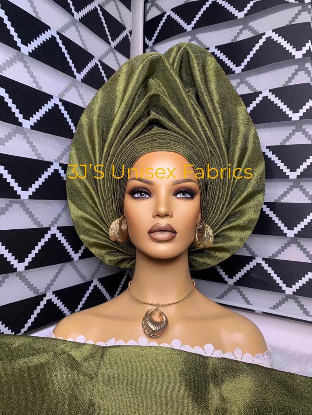 Aso Oke Auto Gele and Shoulder| Prettied Gele| Ready to Wear Gele ...