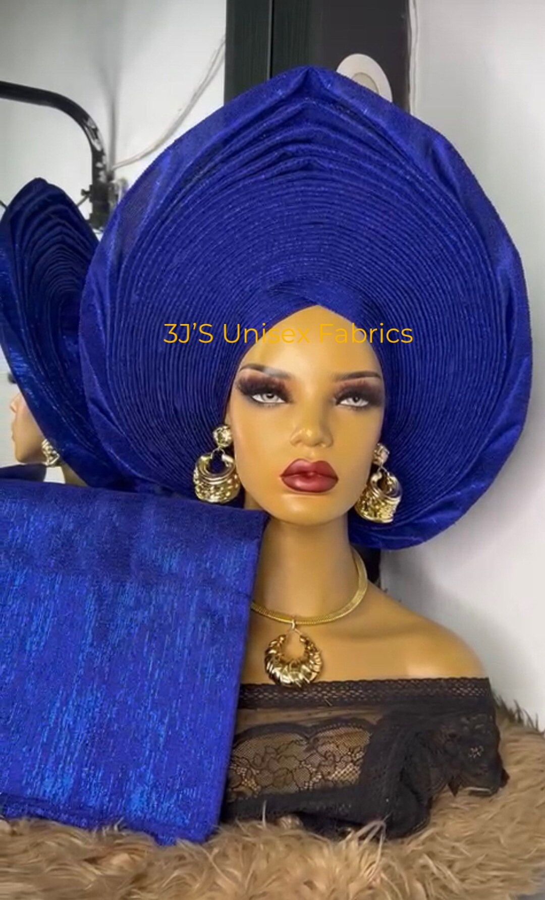 Aso Oke Auto Gele and Shoulder| Prettied Gele| Ready to Wear Gele ...