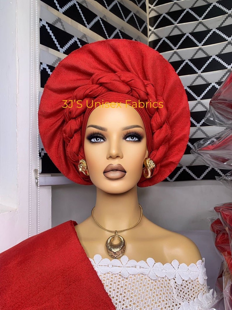 Detailed Aso Oke Auto Gele and Shoulder, Autogele, Gele Ready to Wear ...