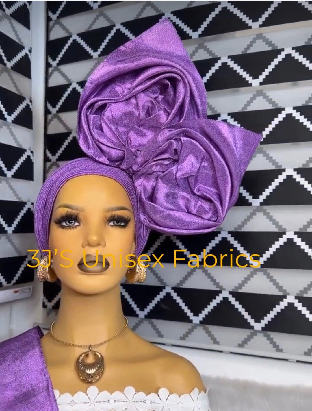 Aso Oke Auto Gele and Shoulder, Autogele, Gele Ready to Wear, Pre Tied ...