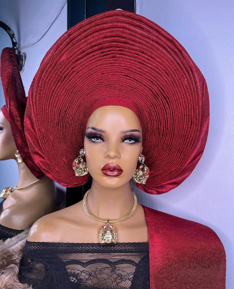 Basket Aso Oke Auto Gele, Ipele and Fila Ready to Wear Gele, African ...