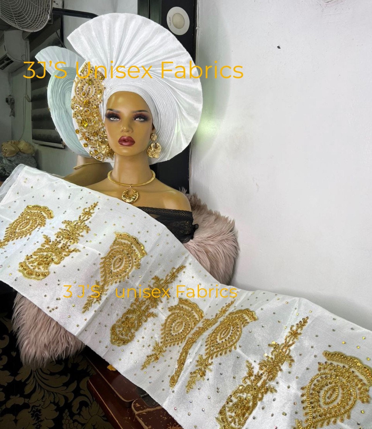 Appliqué Aso Oke Auto Gele, Ipele and Fila Ready to Wear Gele, African ...