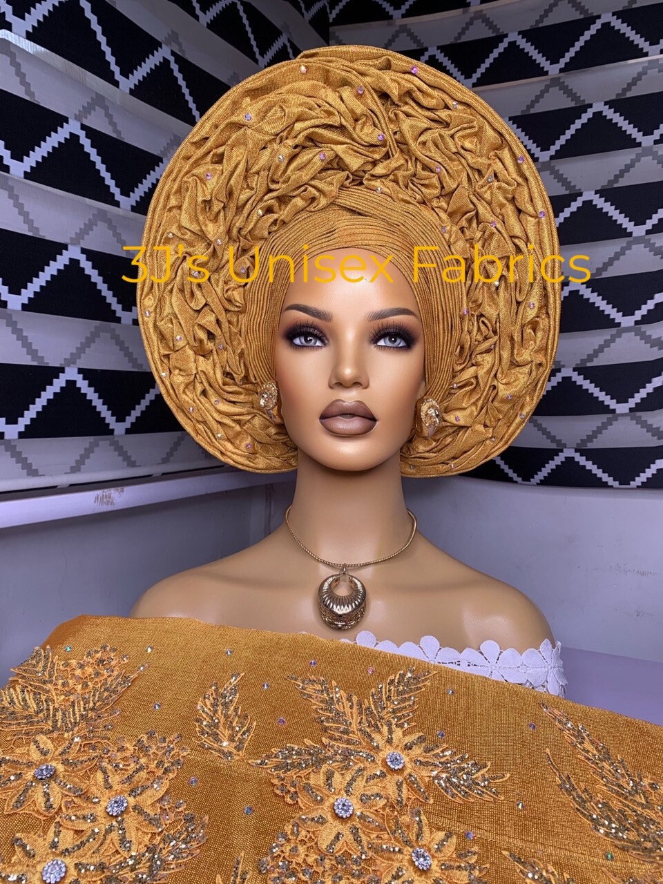 Basket Aso Oke Auto Gele, Ipele and Fila Ready to Wear Gele, African ...