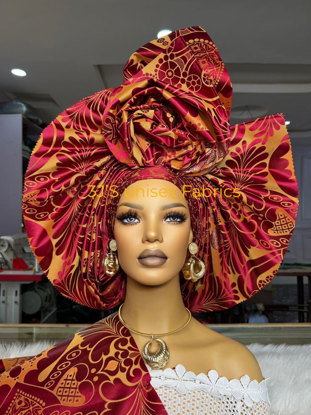 Damask Auto Gele and Ipele Ready to Wear Gele, African , Headwrap ...