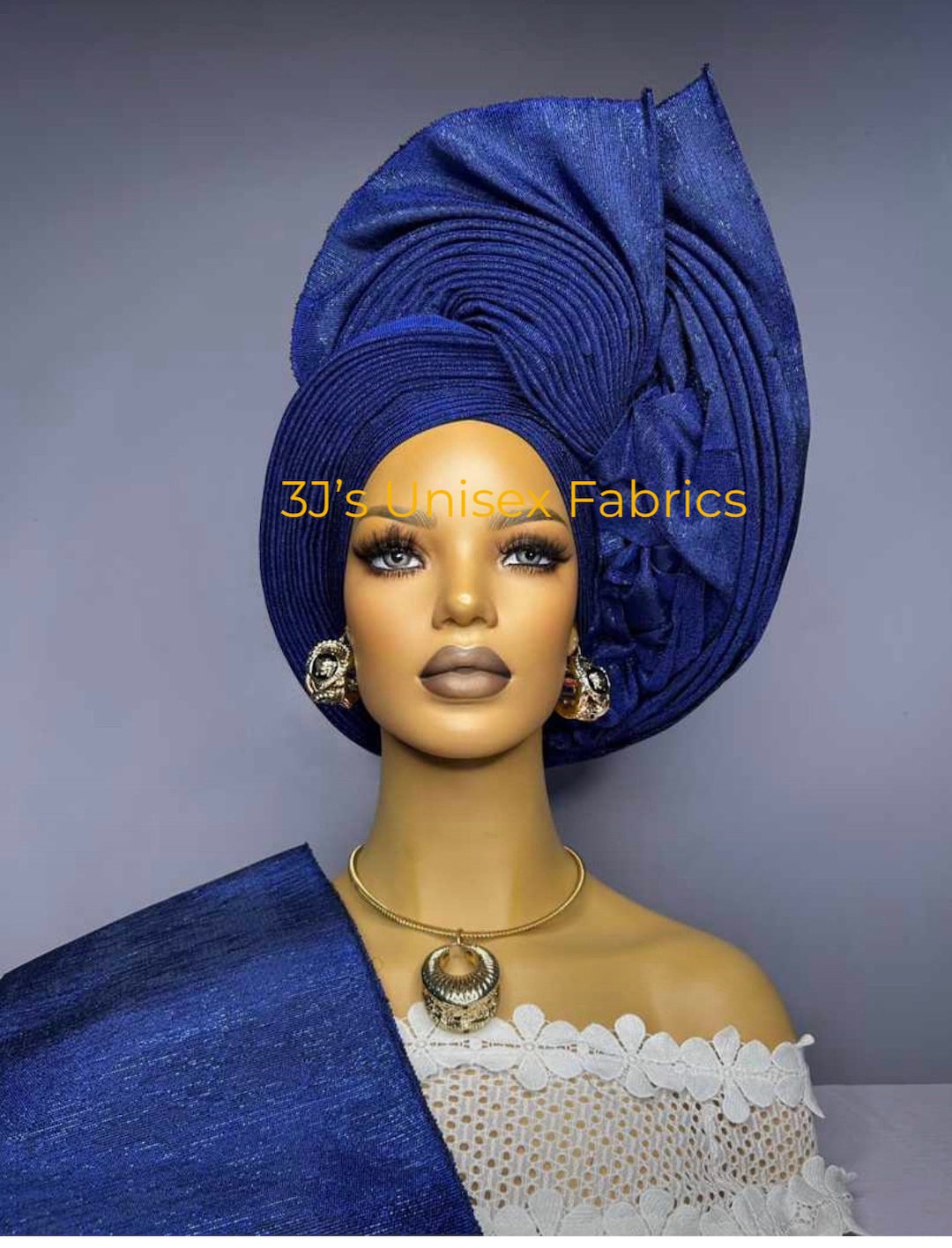 Detailed Aso Oke Auto Gele and Shoulder, Autogele, Gele Ready to Wear ...
