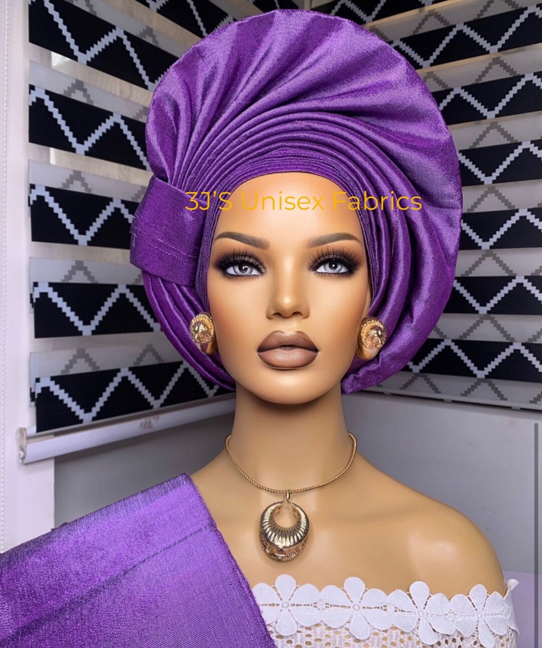 Aso Oke Auto Gele, Ipele and Fila Ready to Wear Gele, African Red ...