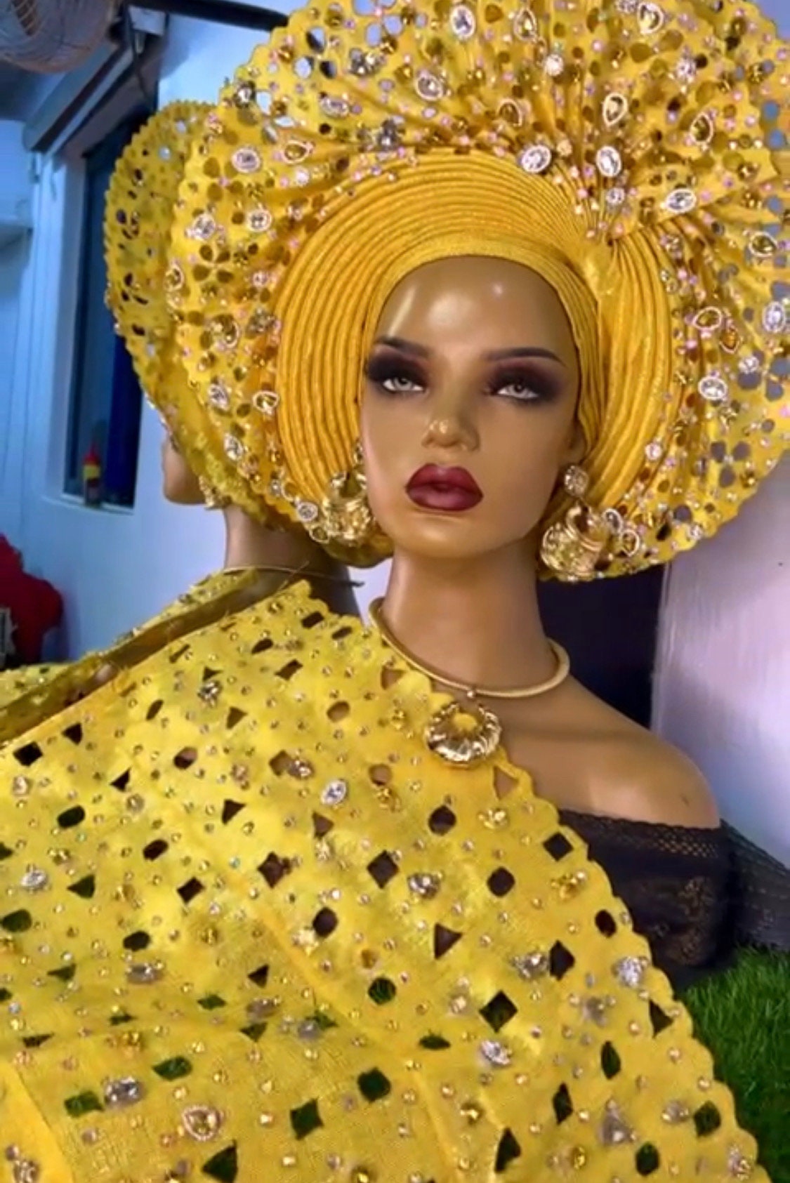 Ara Applique Aso Oke Auto Gele, Ipele and Fila Ready to Wear Gele ...