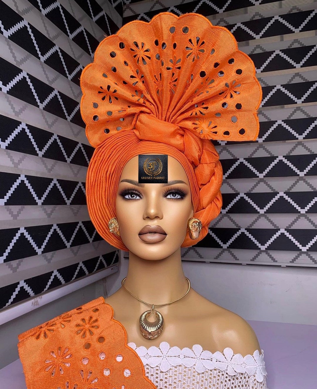 African Aso Oke Auto Gele, Ipele and Fila Ready to Wear Gele, Nigeria ...