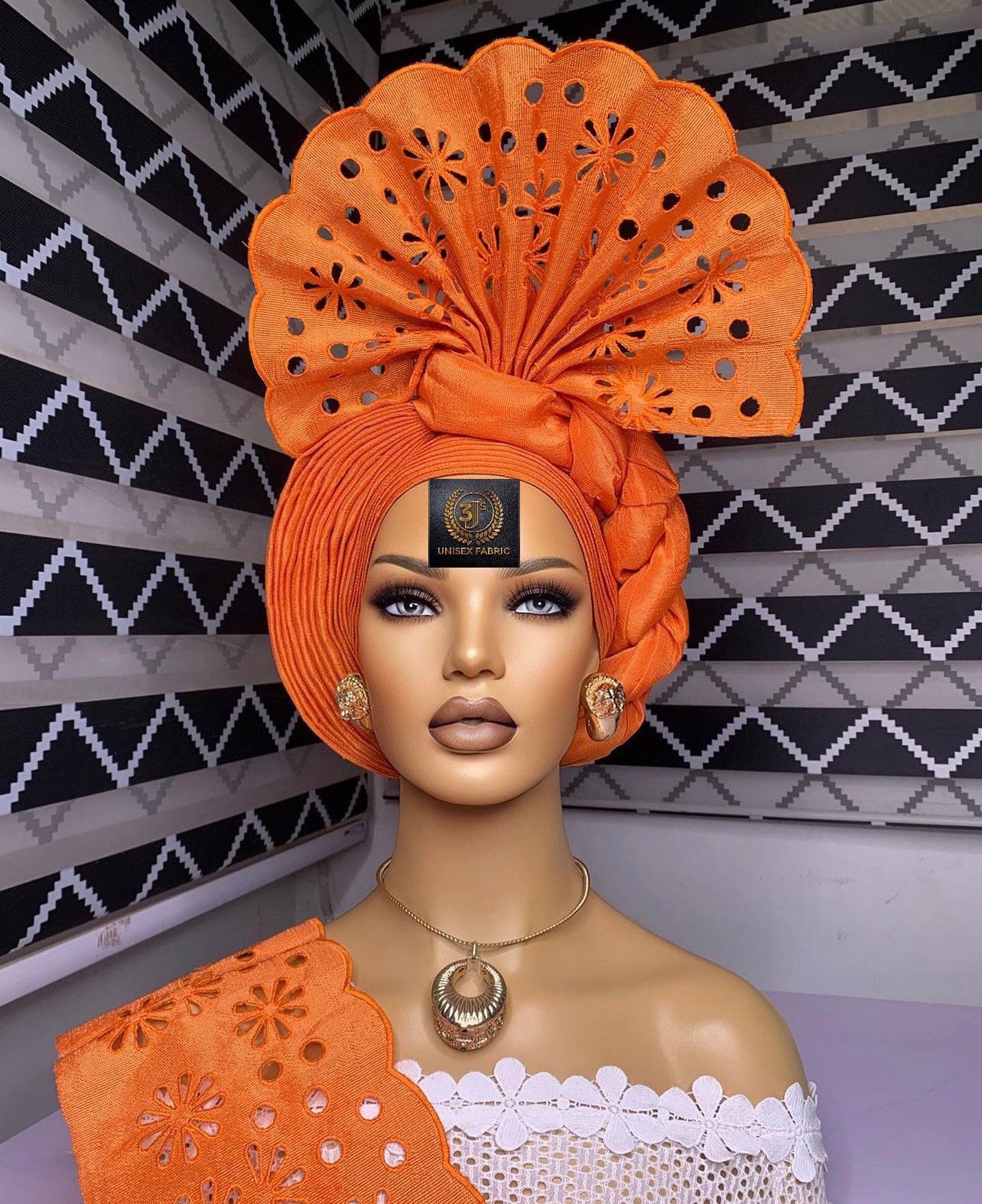 African Aso Oke Auto Gele, Ipele and Fila Ready to Wear Gele, Nigeria ...