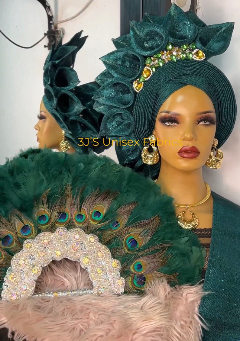 Aso Oke Auto Gele Ipele and Fila Ready to Wear Gele African - Etsy