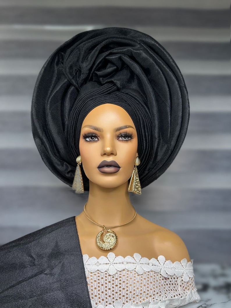 Africa Party, Gold Nigeria Aso Ebi , Aso-oke Fabric,gele,headwrap,ready ...