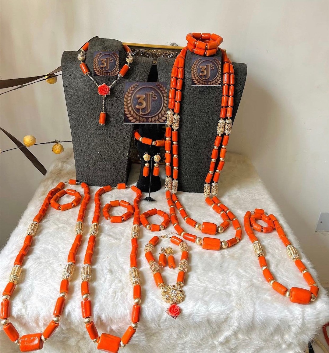 Benin Coral Bead| Bride Bead| Couple Jewelry Set| African Bead ...