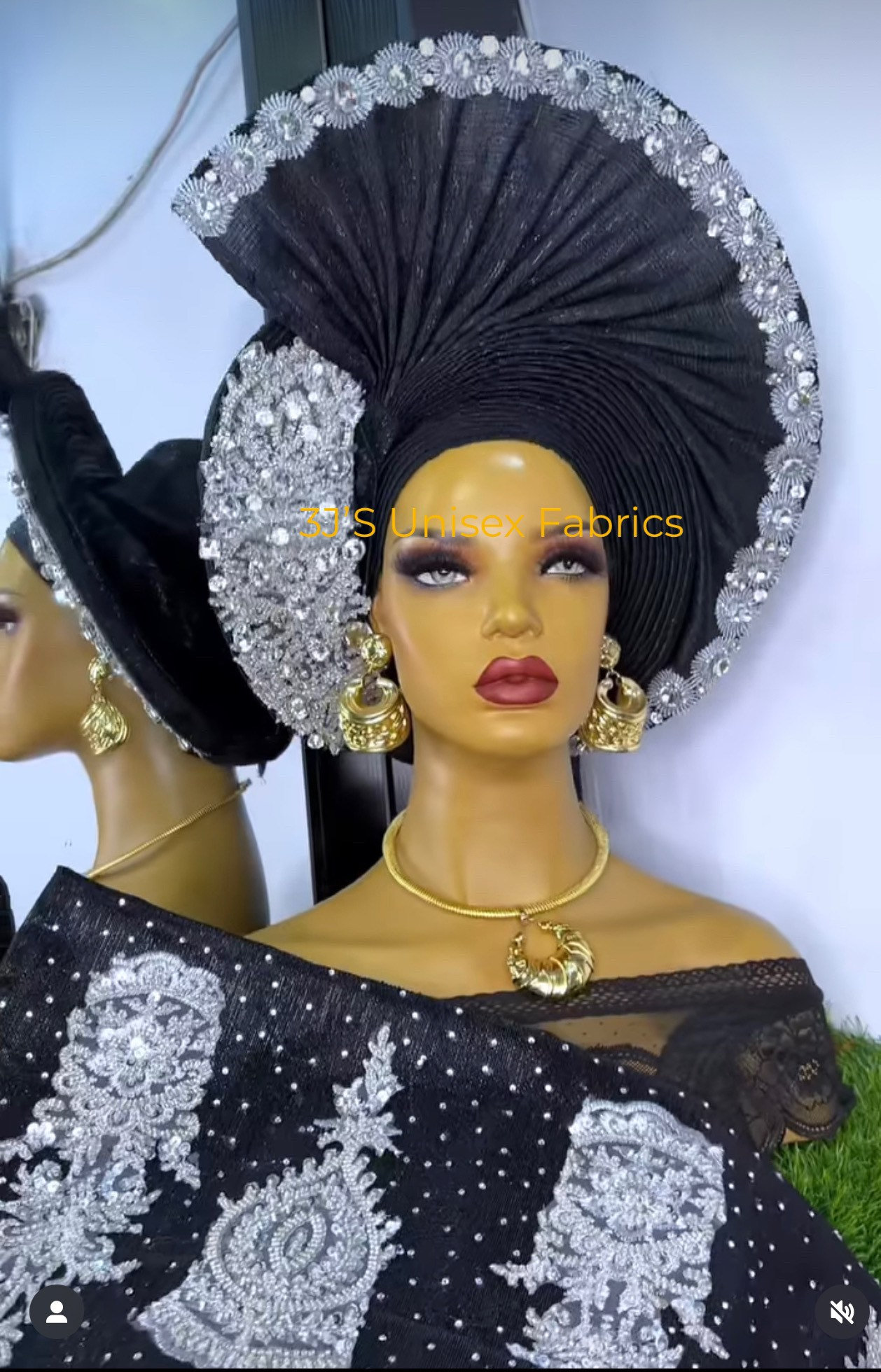 Appliqué Aso Oke Auto Gele, Ipele and Fila Ready to Wear Gele, African ...