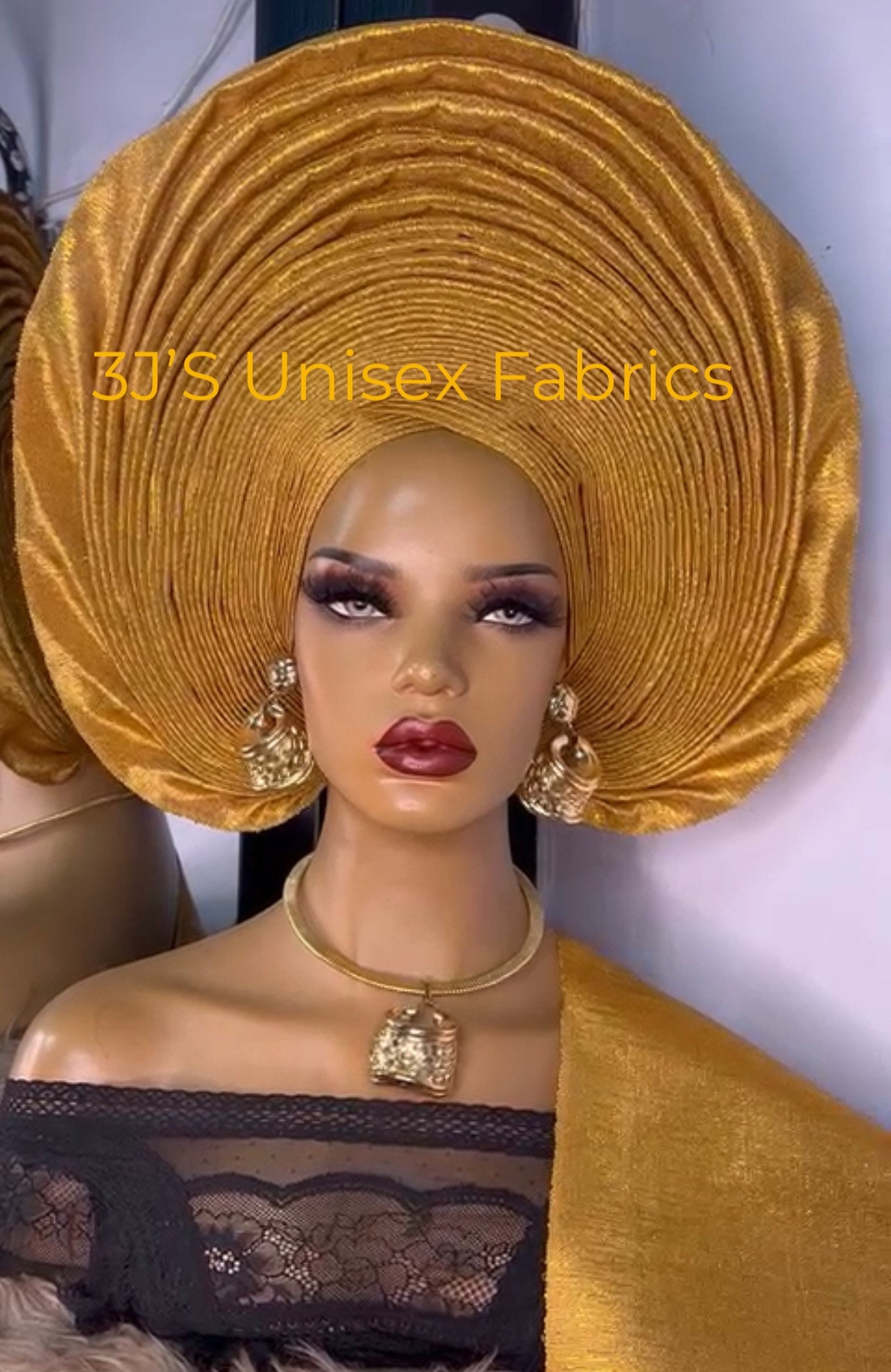 African Aso Oke Auto Gele Ipele and Fila Ready to Wear Gele - Etsy