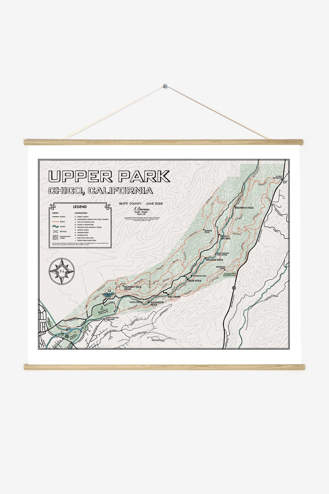 Upper Bidwell Park Map Poster Print - Etsy