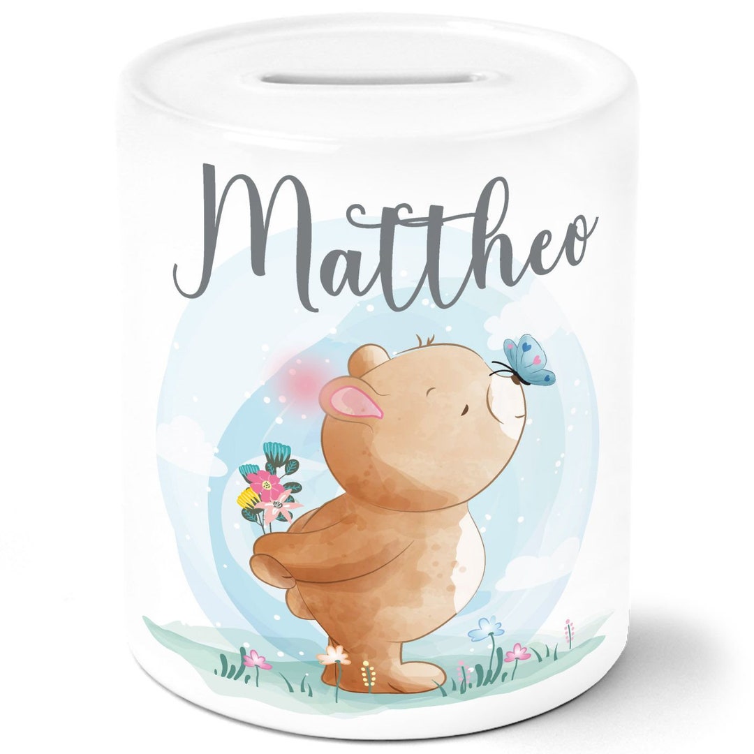 Kids Money Box Name Animal Motifs Bear, Rabbit, Fox Personalized Gifts ...