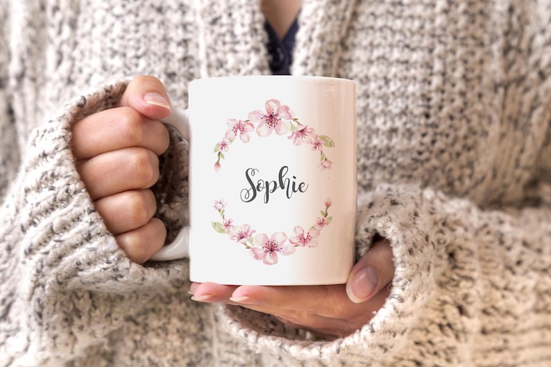 Personalized Coffee Mug With Name Flowers Name Mug Personal Gifts for ...