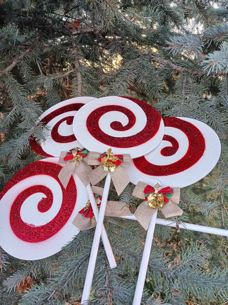 Set of 4 Large Indoor Outdoor Lollipop Peppermint Decorations. - Etsy