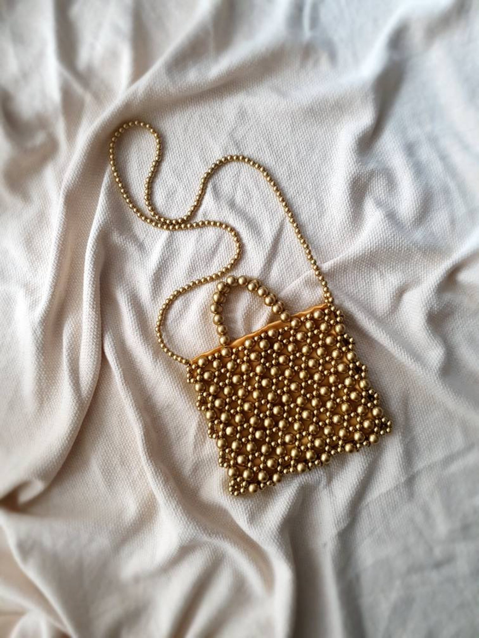Gold Beaded Bag Beaded Handbag Shoulder Bag Gold Purse Gold - Etsy