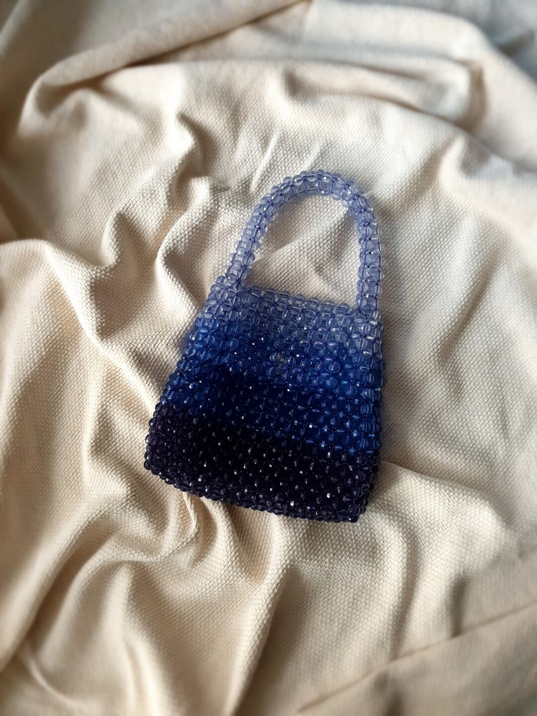 Crystal Beaded Bag, Blue Beaded Bag, Crystal Ombre Beaded Purse ...