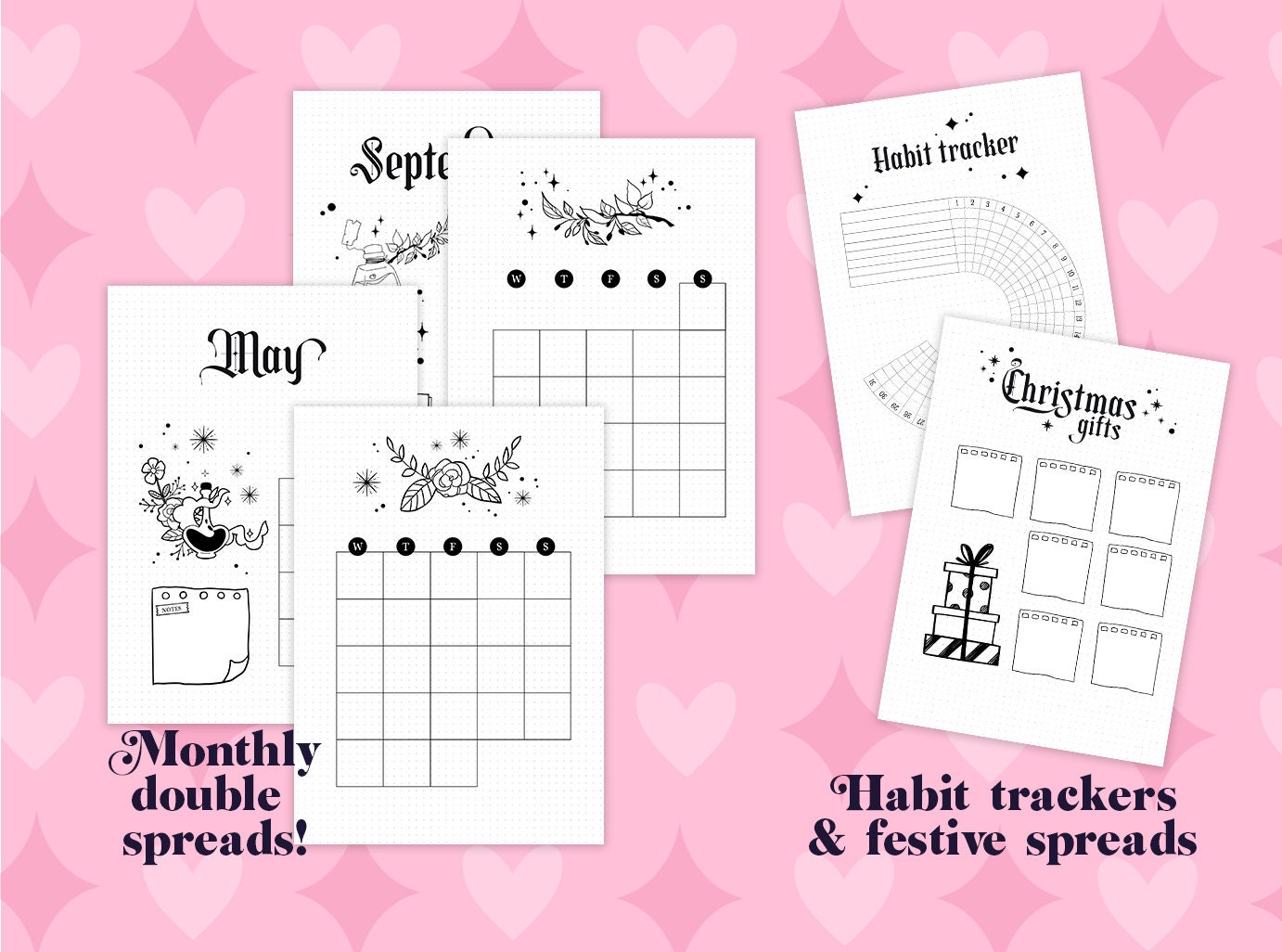 Printable Bullet Journal Bundle, Bullet Journal Printables, Premade ...