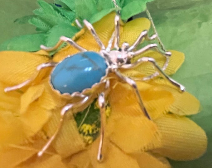 Navajo Sterling Silver Turquoise Spider Pendant Native American Jewelry ...