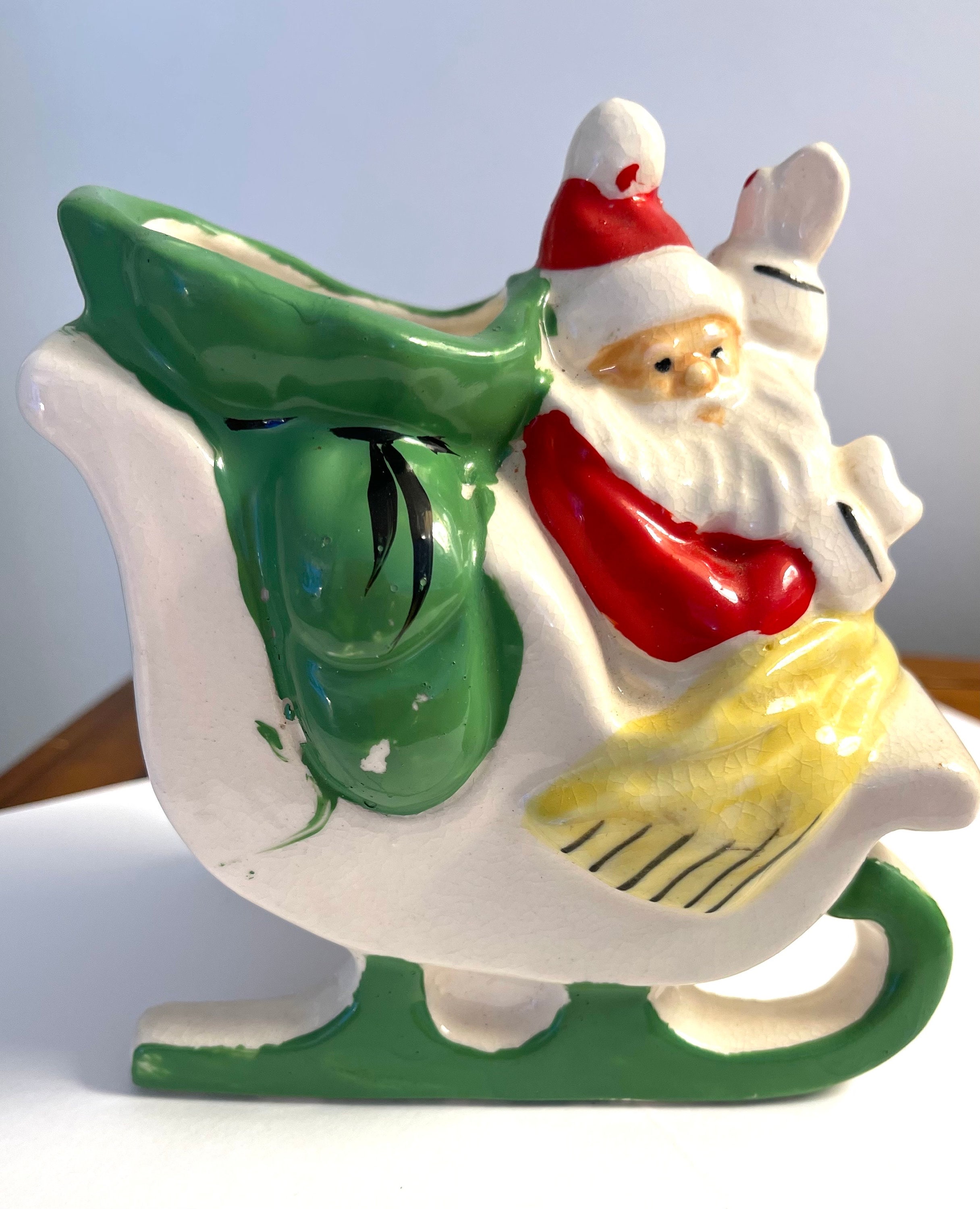 MCM Vintage Waving Santa Planter Candy Dish Original Tag Japan Ceramic ...