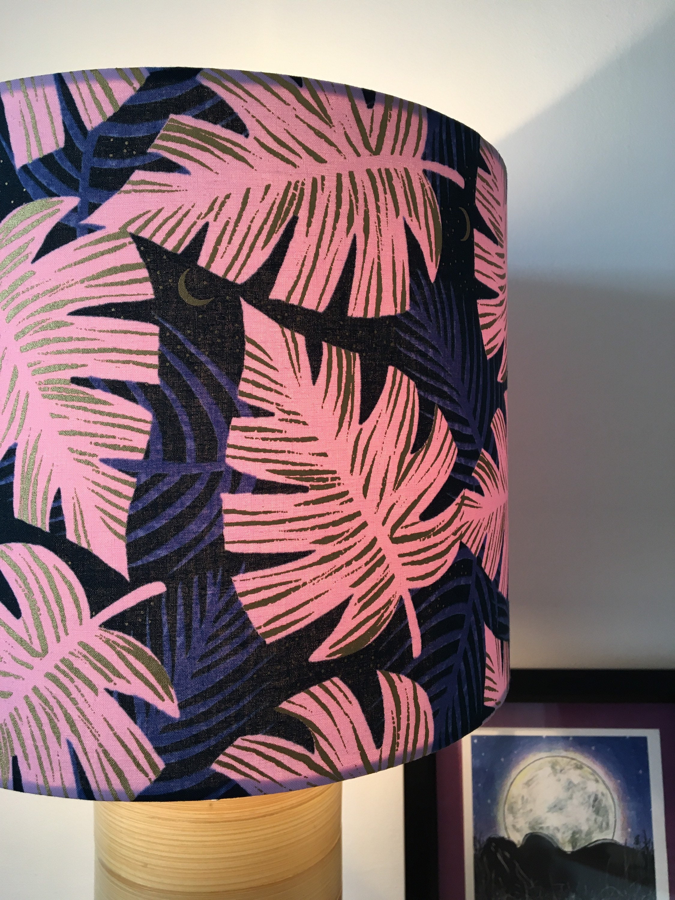 Pink & Blue 25cm Moonlit Palms Lampshade Home & Living Lighting Lamp ...