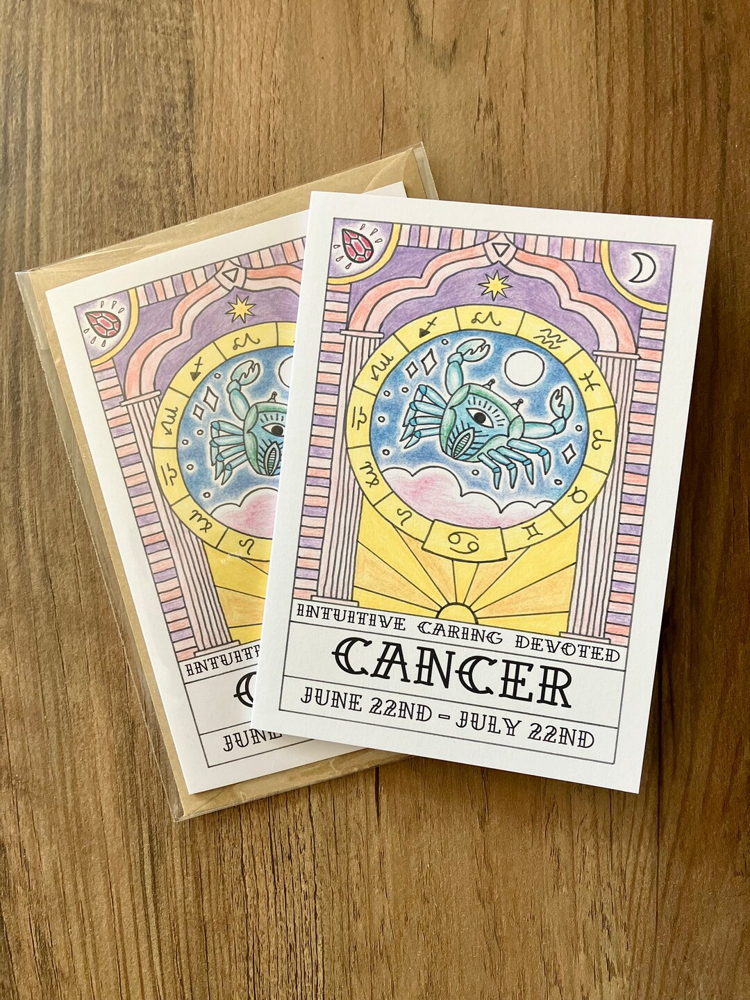Cancer Zodiac A6 Greetings Card With Brown Kraft Envelope - Etsy
