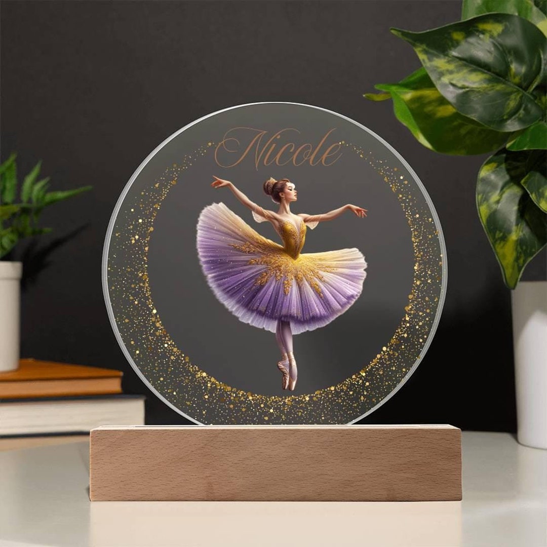 Elegant Ballerina Night Light With Name – Personalized LED Ballet Lamp ...