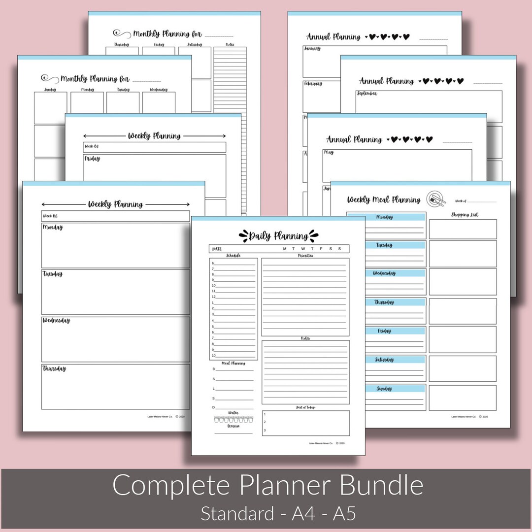 2025-2026 Complete Planner Bundle, Printable Daily Weekly Monthly ...
