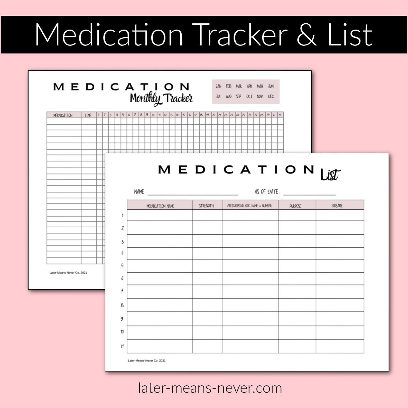 Simple Medication Tracker, Printable Medication List, Medicine Tracking ...