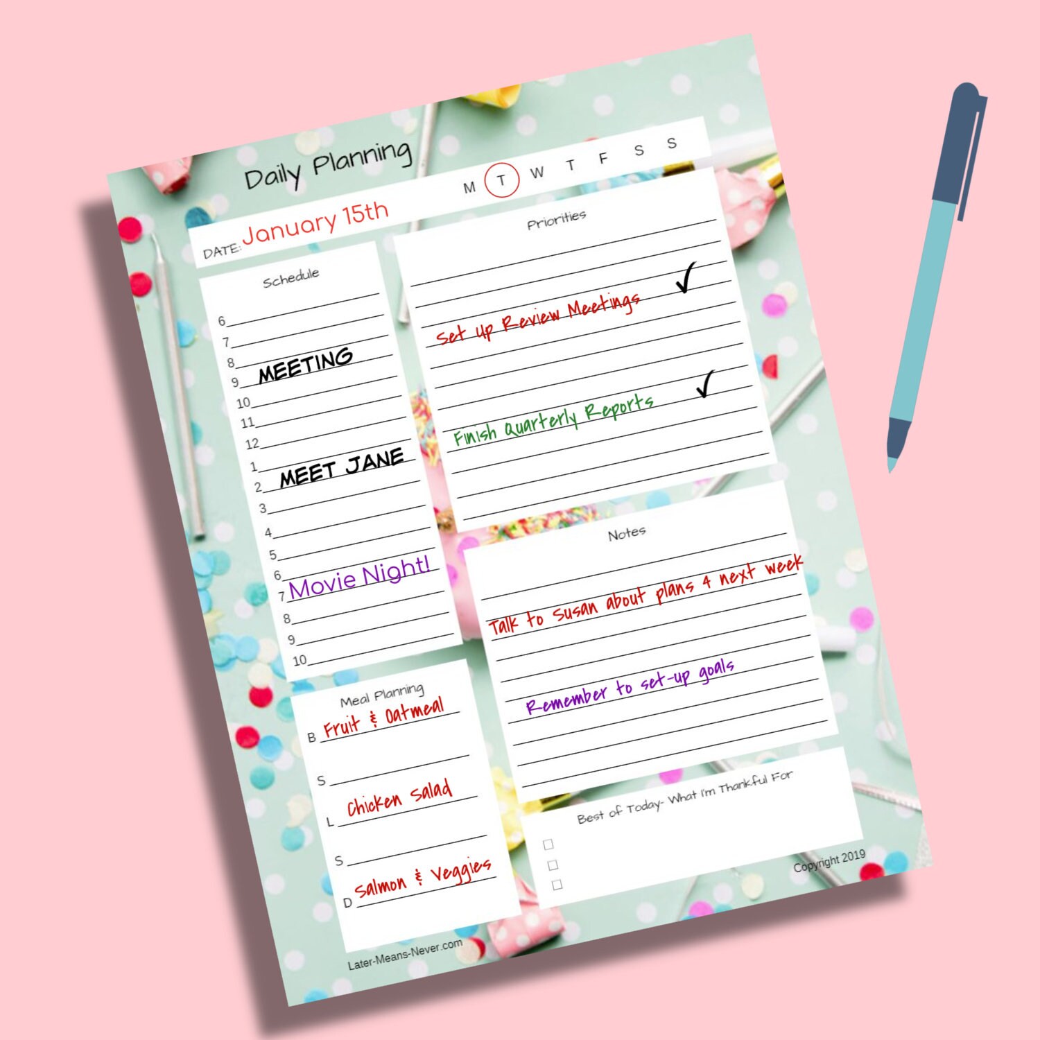 Printable Planner Daily Weekly Monthly Pages Organizer - Etsy