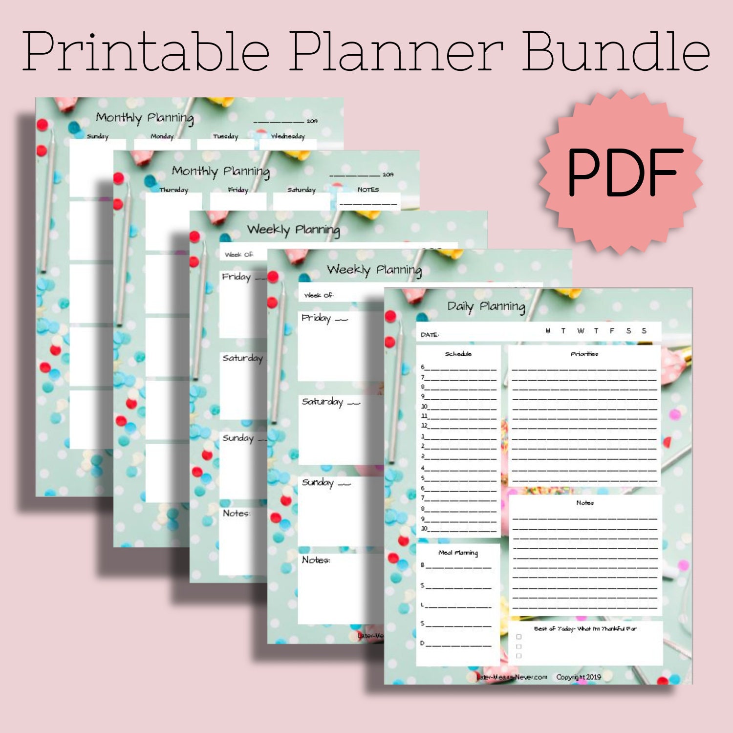 Printable Planner Daily Weekly Monthly Pages Organizer - Etsy