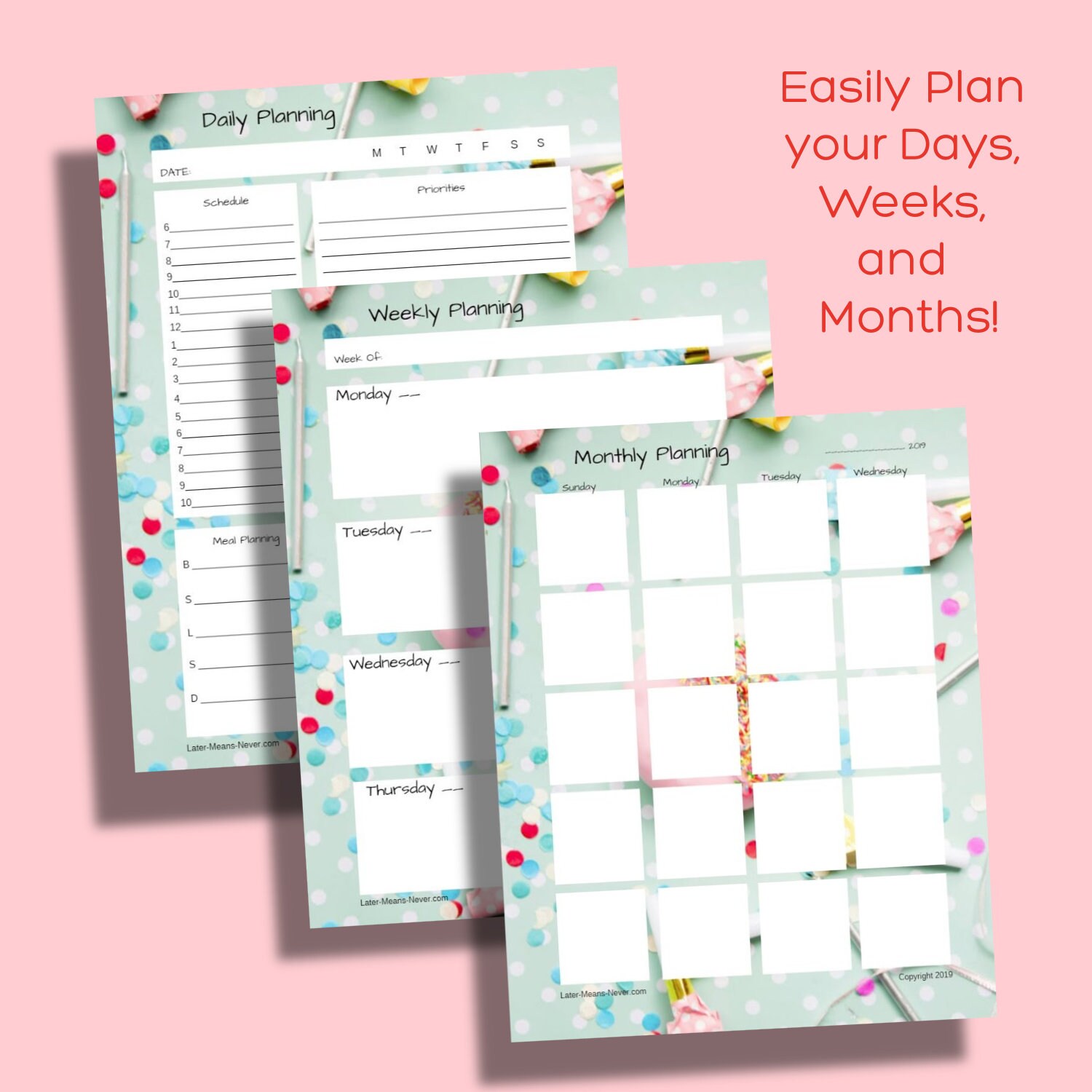 Printable Planner Daily Weekly Monthly Pages Organizer - Etsy