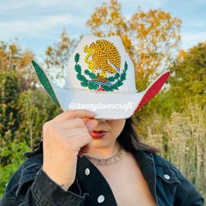 Mexican Flag Rhinestone Cowgirl Hat Country Wedding Boda - Etsy