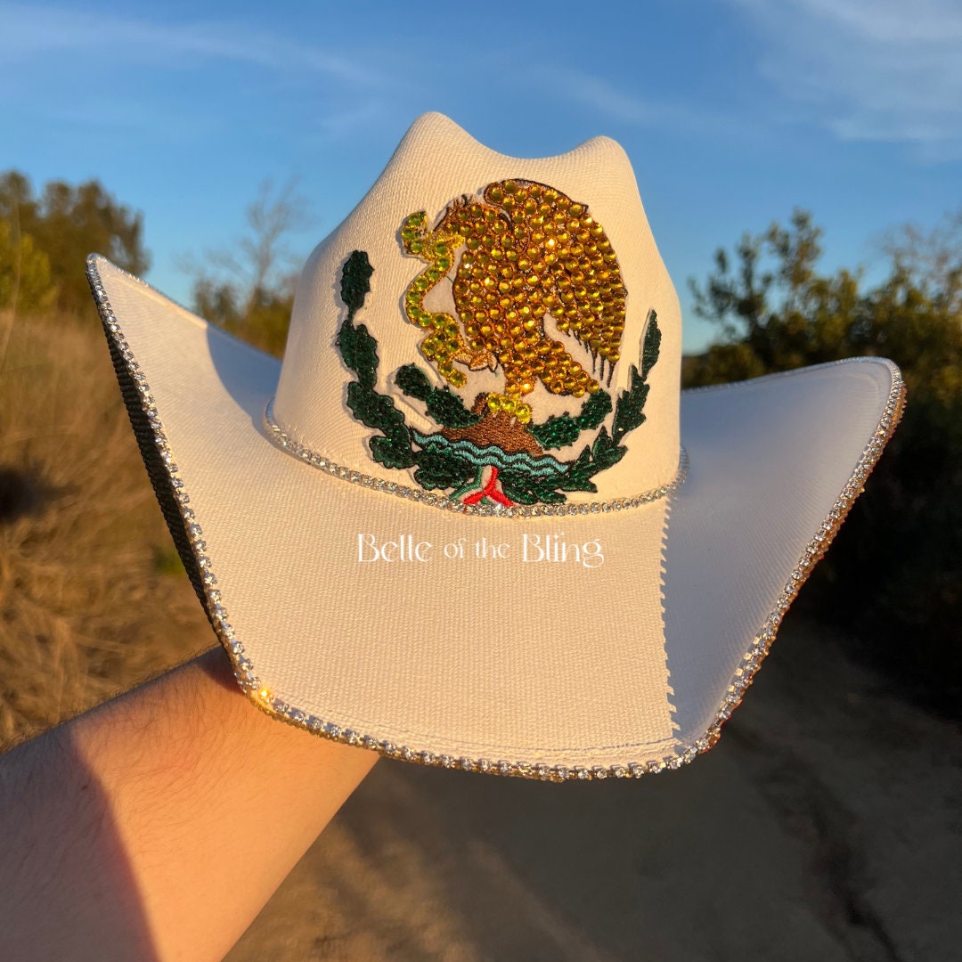 Mexican Flag Rhinestone Cowgirl Hat, Country Wedding, Boda Mexicana ...